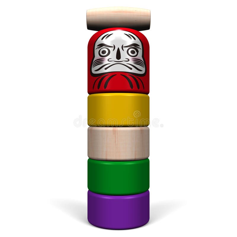 Japanese Stacked Daruma Game Front View Stock Illustration ...