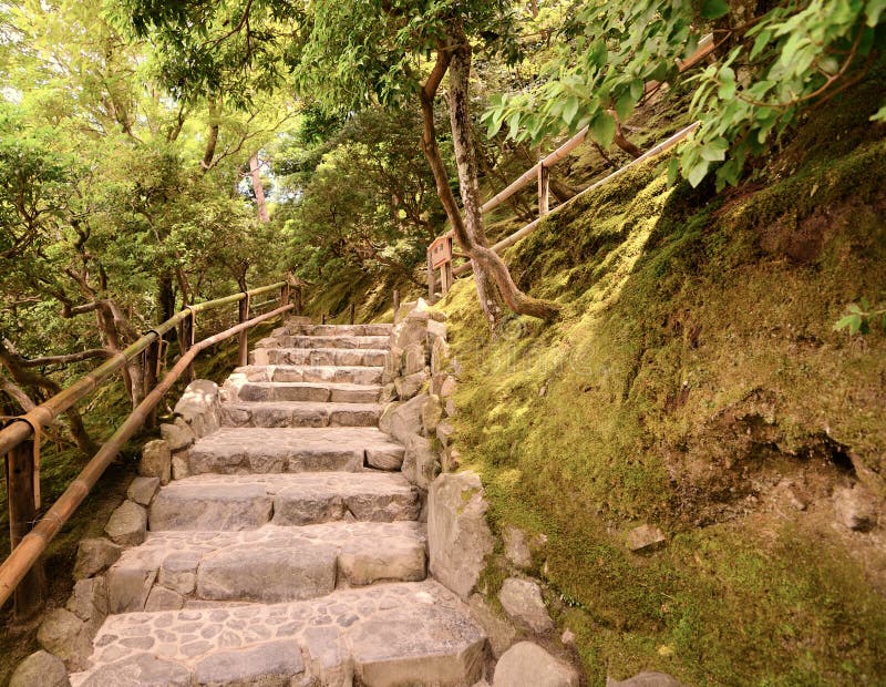 Stone Stairs at Japanese Garden Stock Photo - Image of moss, forest ...