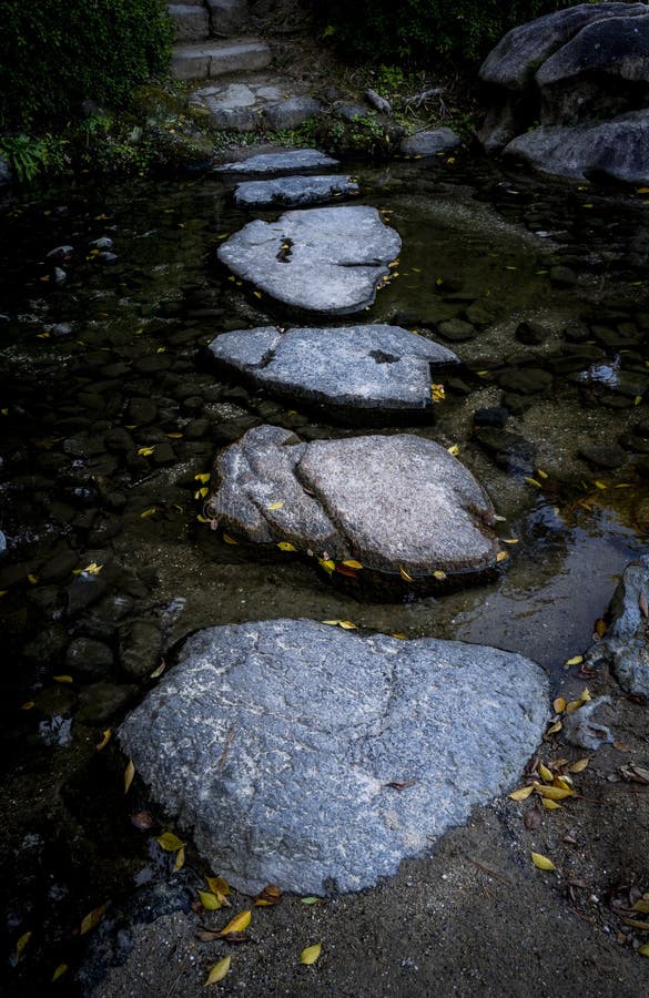 Japanese Stepping Stones Over a Stream Stock Photo - Image of outdoor ...