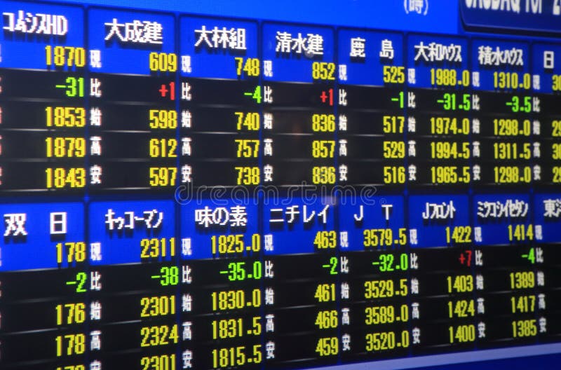Japanese stock indexes editorial photography. Image of screen - 25984522