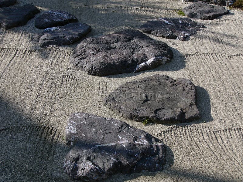 Japanese stone garden stock image. Image of sand, rural - 1036817