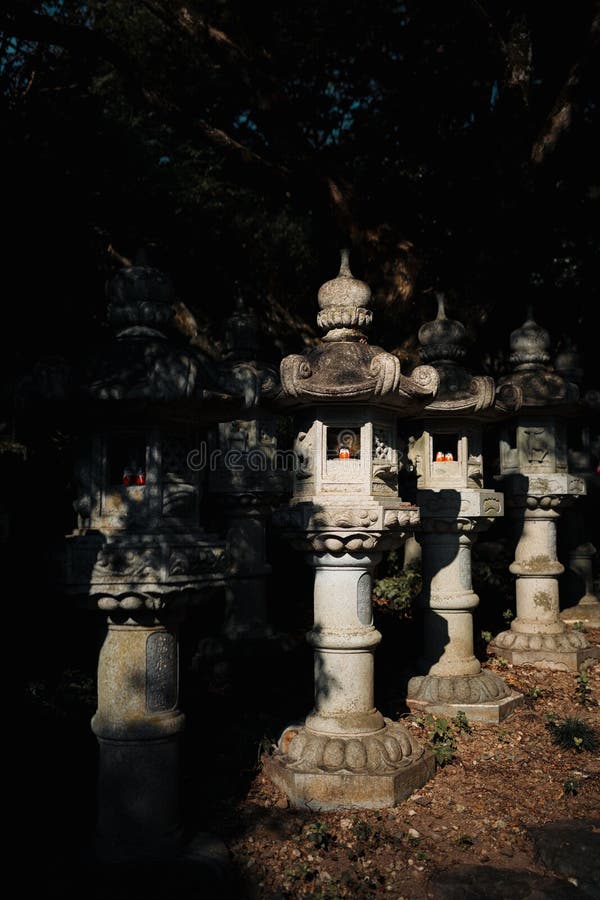 Japanese Stone Structures with Red Doll Stock Illustration ...