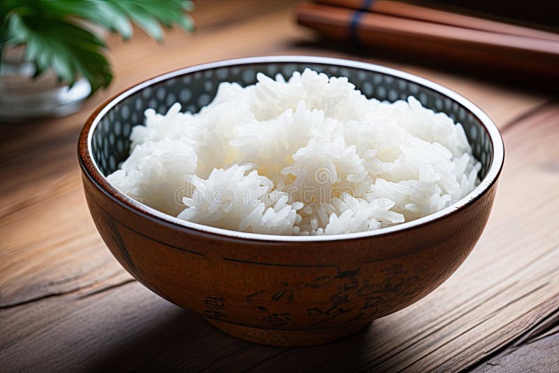Japanese Style Bowl of White Rice. Japanese Rice in a Bowl on Wooden ...