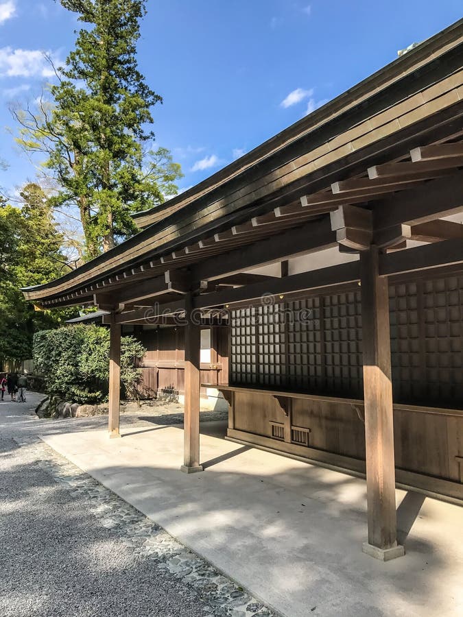 Traditional Japanese Shrine Building Under Clear Blue Sky Editorial ...