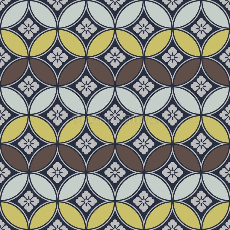 Japanese Circle and Flower Pattern Stock Vector - Illustration of ...