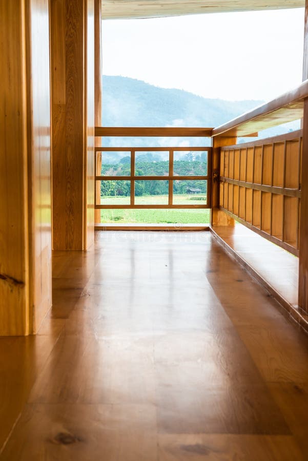 Japanese Style Corridor with Natural View Stock Image - Image of ...