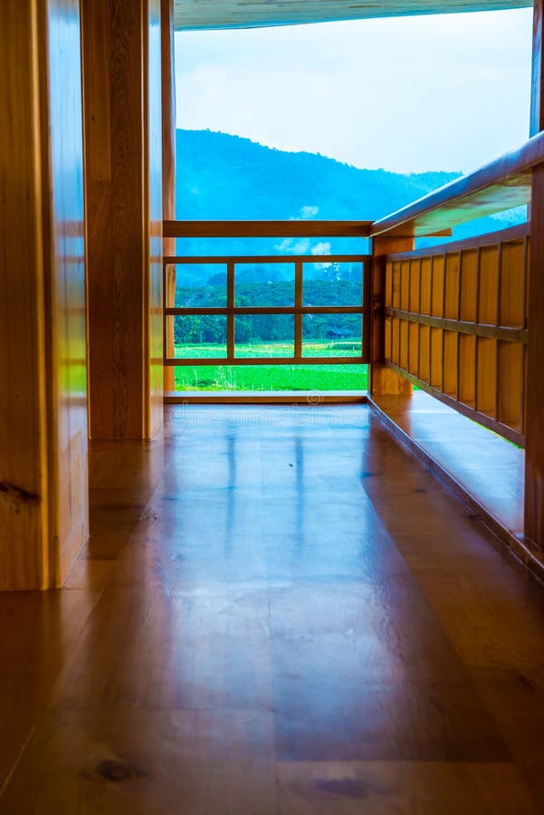 Japanese Style Corridor with Natural View Stock Image - Image of japan ...