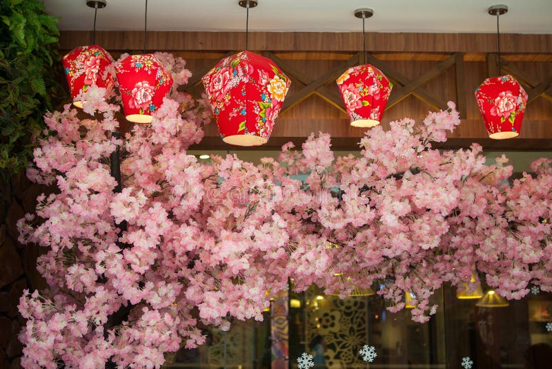 Japanese Style Decoration of Restaurant Stock Photo - Image of lanterns ...