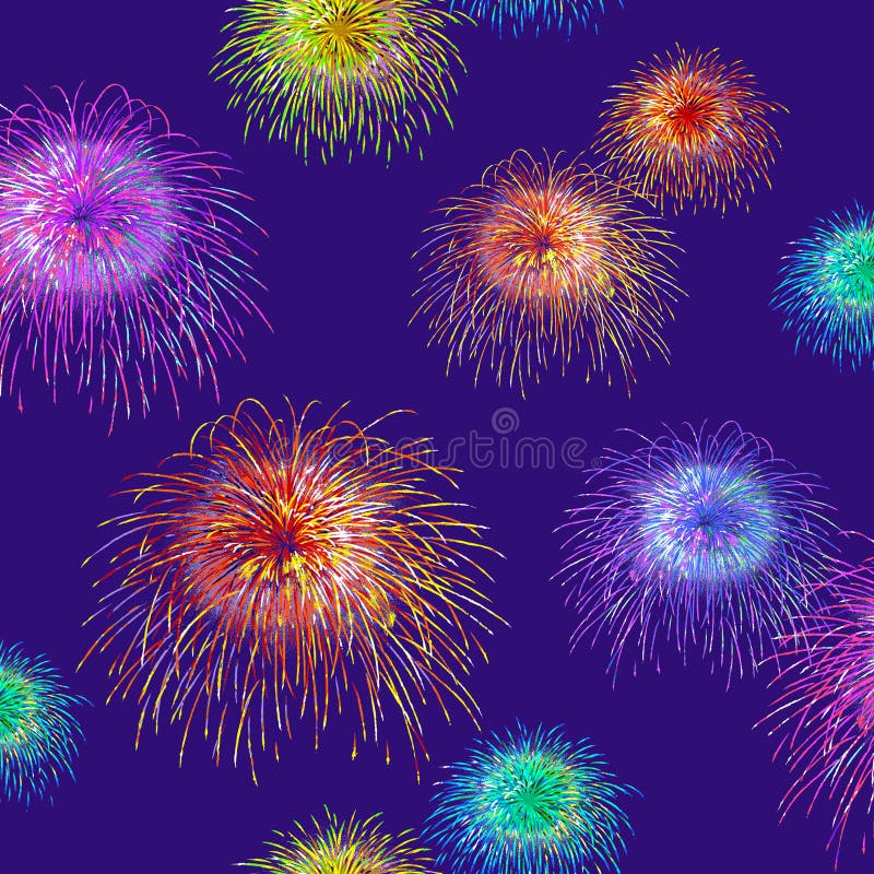 Japanese Style Traditional Fireworks Seamless Pattern, Stock ...