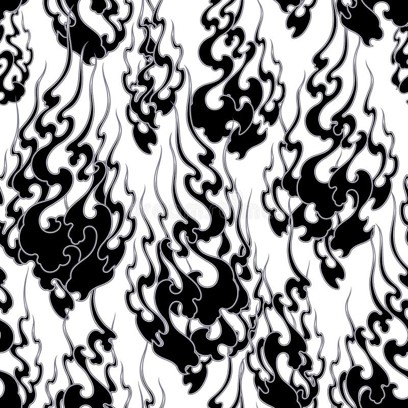 Japanese Style Flame Pattern Illustration, Stock Vector - Illustration ...