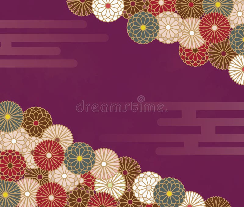 Japanese Style Floral Pattern with Chrysanthemums Stock Vector ...