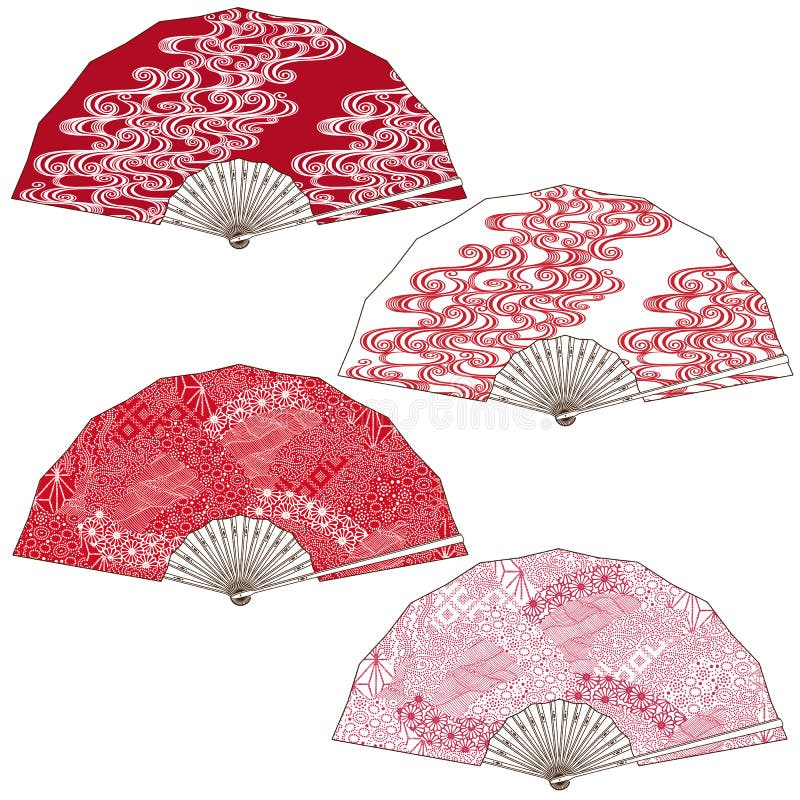 Japanese Style Folding Fan Pattern, Stock Vector - Illustration of ...