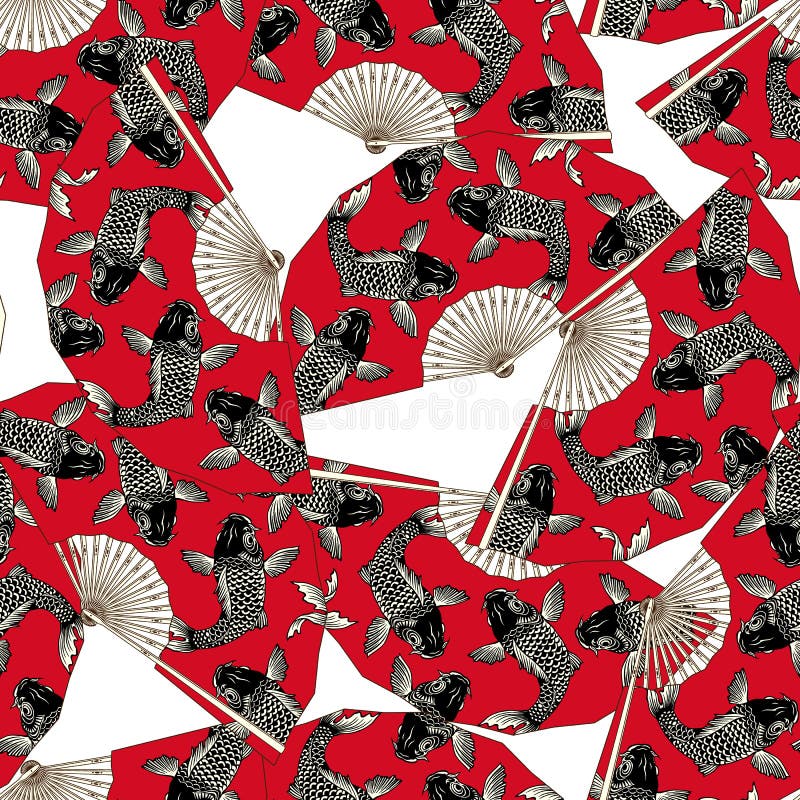 Japanese Style Folding Fan Pattern, Stock Vector - Illustration of ...