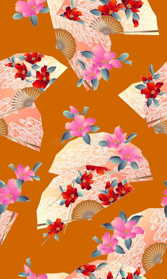 Japanese Style Folding Fan Pattern, Stock Vector - Illustration of ...