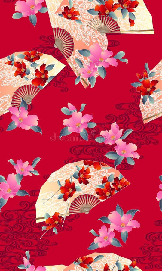 Japanese Style Folding Fan Pattern, Stock Vector - Illustration of arts ...