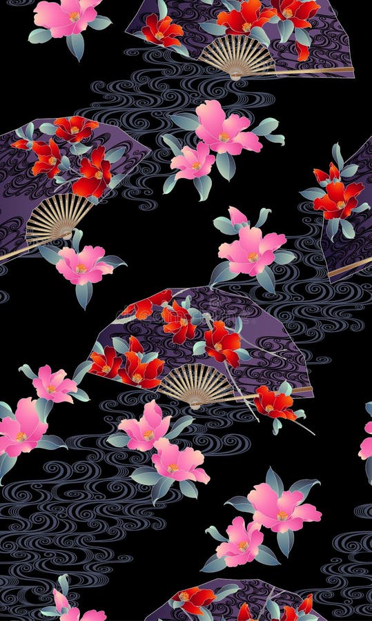 Japanese Style Folding Fan Pattern, Stock Vector - Illustration of ...