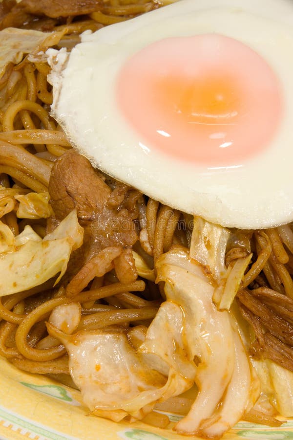 Japanese Style Fried Noodles with Egg Stock Photo - Image of ...