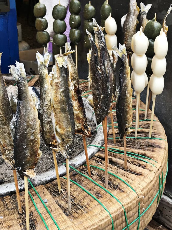 Japanese Style Grilled Fish and Dango. Stock Image - Image of healthy ...