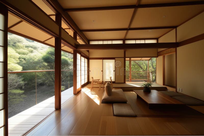 Japanese Style Home, with Minimalist Design and Clean Lines Stock ...