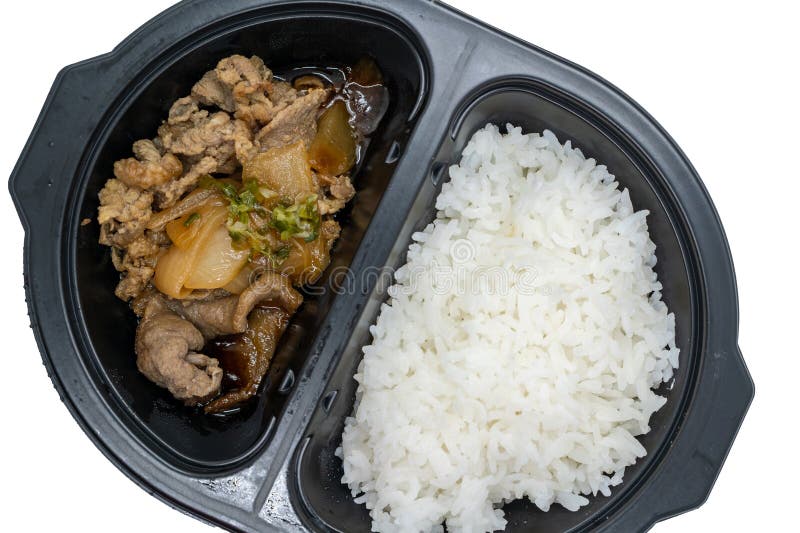 Japanese Style Lunch Box with Beef, Rice and Vegetables in Black ...