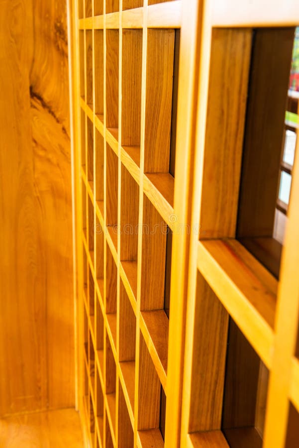 Japanese Style Partition Made from Hinoki Wood Stock Image - Image of ...
