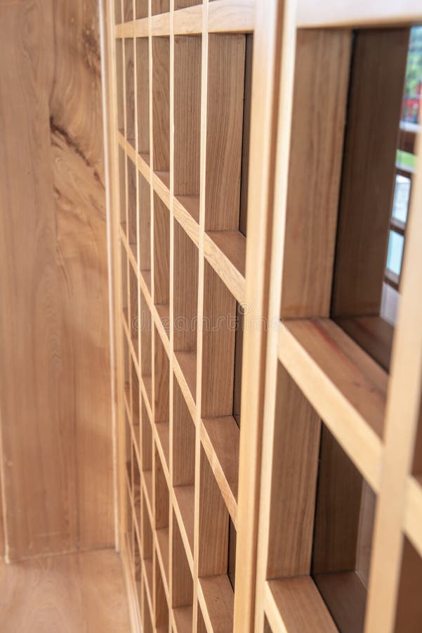 Japanese Style Partition Made from Hinoki Wood Stock Image - Image of ...