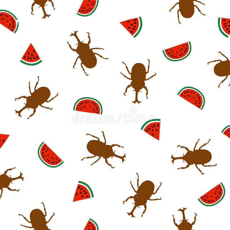 Japanese Style Pattern of Beetle and Watermelon Stock Vector ...