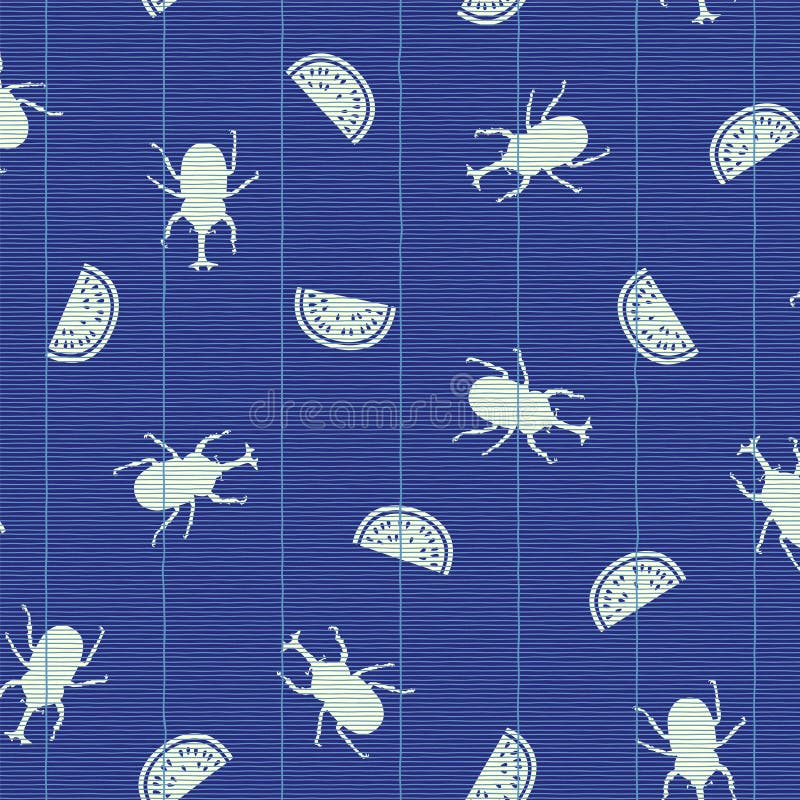 Japanese Style Pattern of Beetle and Watermelon Stock Vector ...