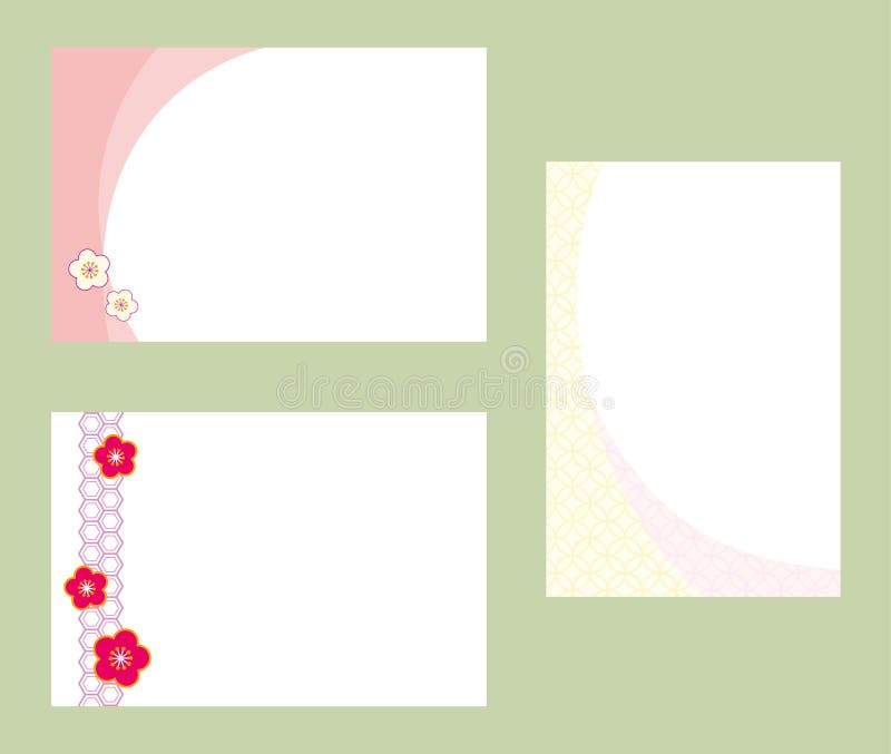 Japanese Style Postcard Template Set. Stock Vector - Illustration of ...