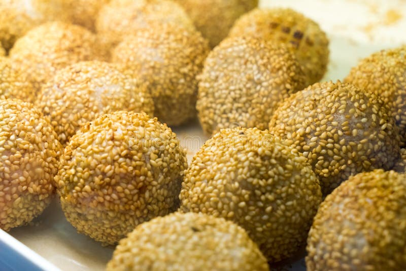 Japanese Style Sesame Mochi Round Ball Stock Image - Image of glutinous ...