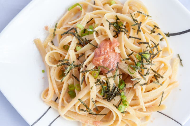 Japanese Style Spicy Cod Roe Spaghetti Stock Image - Image of gourmet ...