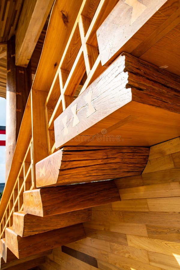 Japanese Style Stair in Hinoki Land Stock Photo - Image of interior ...
