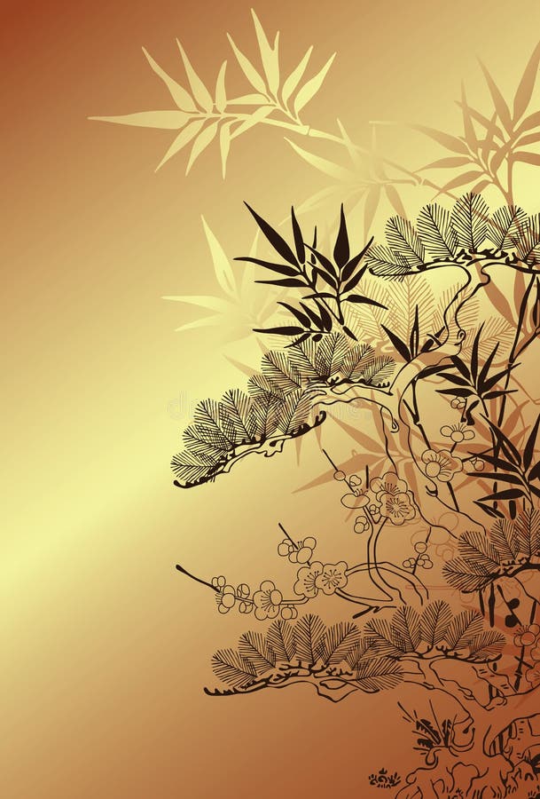 Japanese Style Tree Pattern Stock Vector - Illustration of cherry ...