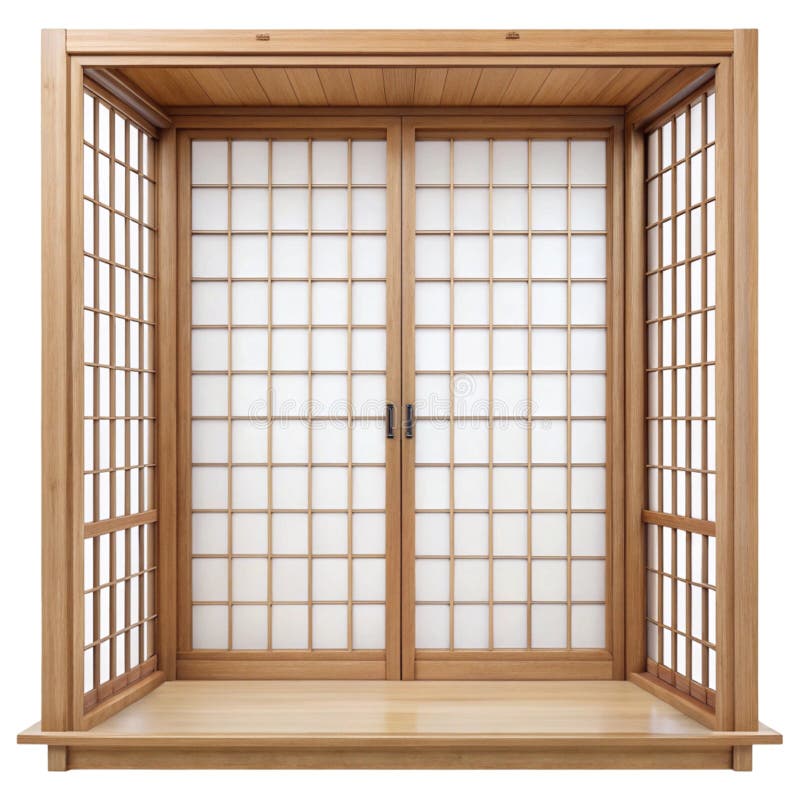 Japanese Style Window Isolated on White Background Stock Illustration ...