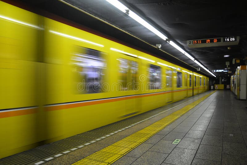 Japanese Subway Station, Fast Moving Train Stock Photo - Image of fast ...