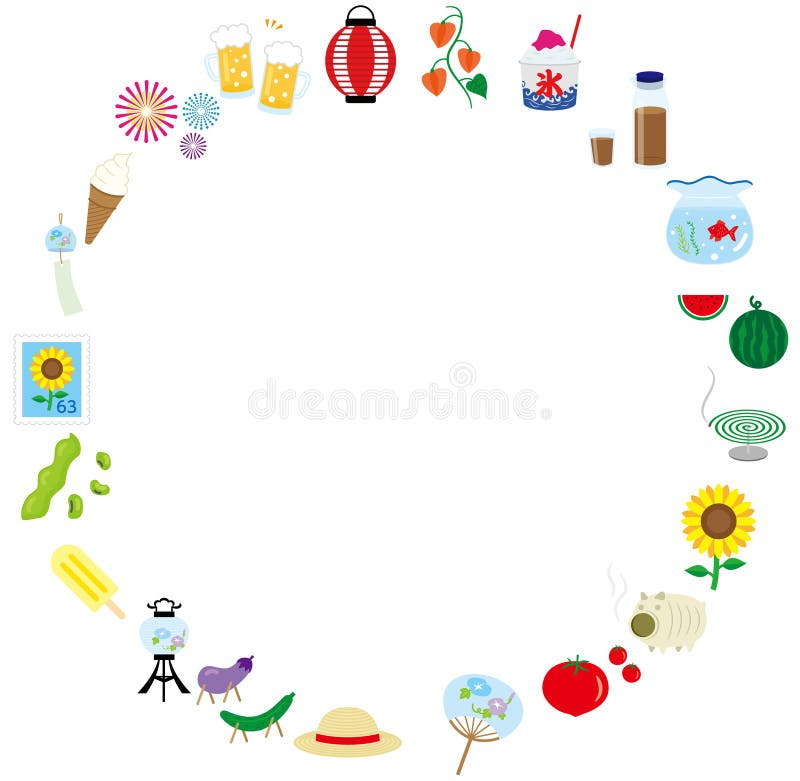 Japanese Summer Vector Illustration Set Stock Vector - Illustration of ...