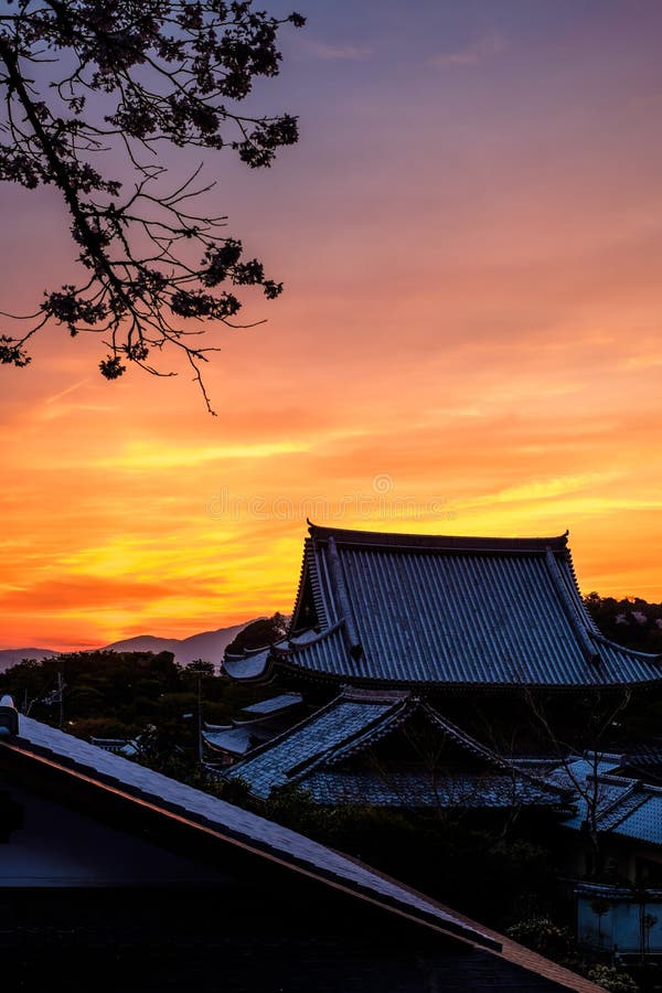 Japanese sunset over ocean stock photo. Image of water - 104678596