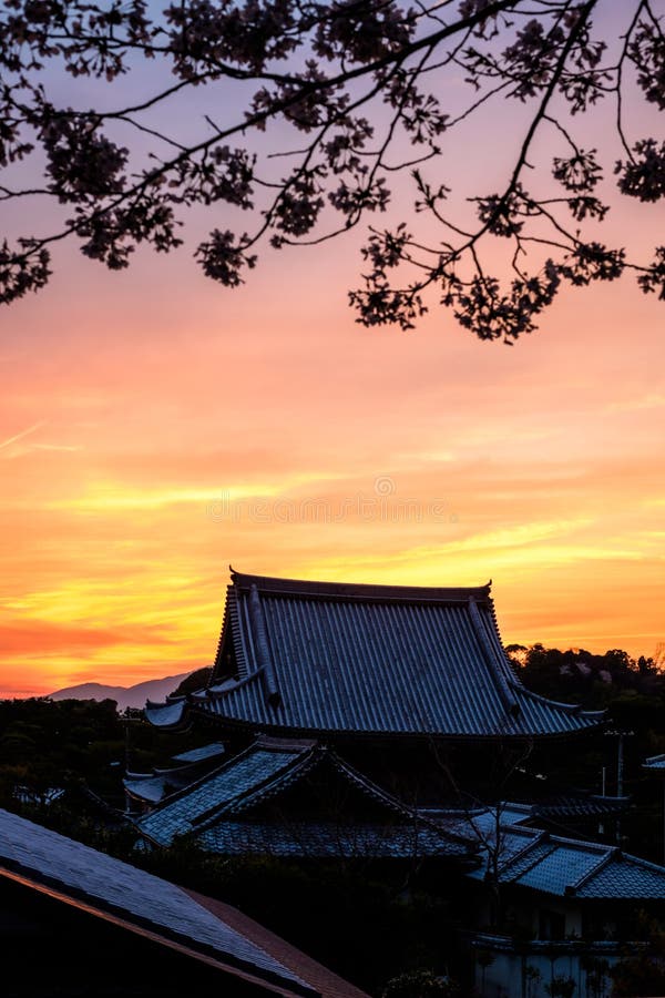Japanese sunset stock image. Image of landmark, scenic - 61068099