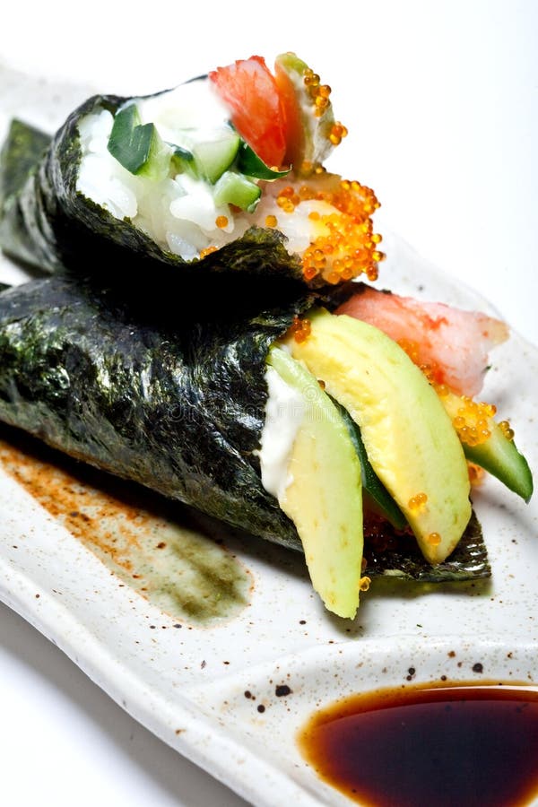 Japanese Surimi Crab Stick and Avocado Temaki Stock Photo - Image of ...