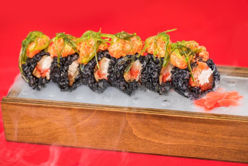 Japanese Sushi with Black Rice Stock Image - Image of isolated, lunch ...