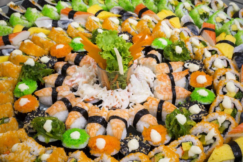 Japanese Sushi Buffet stock image. Image of grain, looks - 187710833