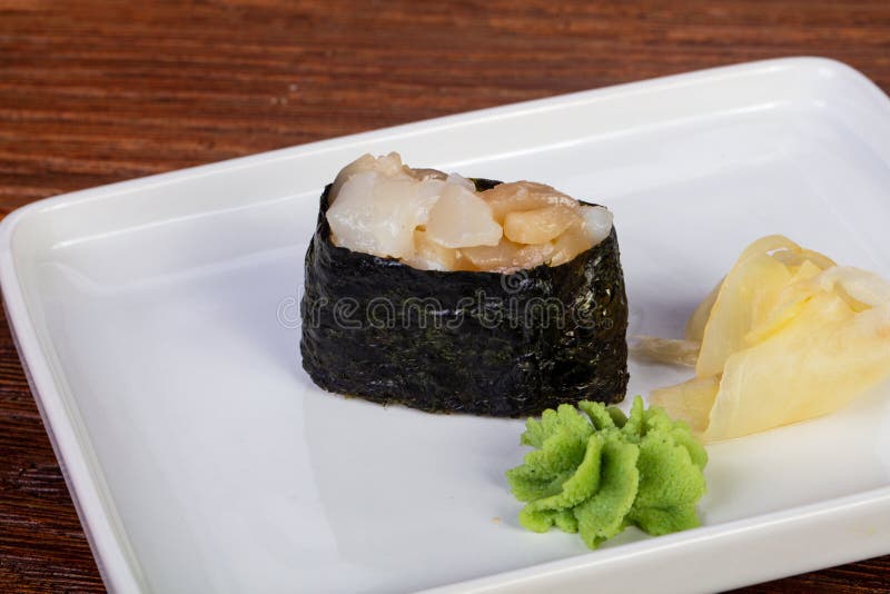 Japanese Sushi Gunkan Scallops Stock Image - Image of spicy, asia ...