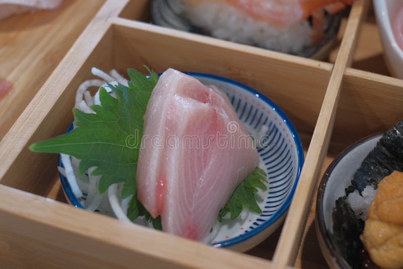 Japanese sushi raw fish stock photo. Image of radish - 251192796