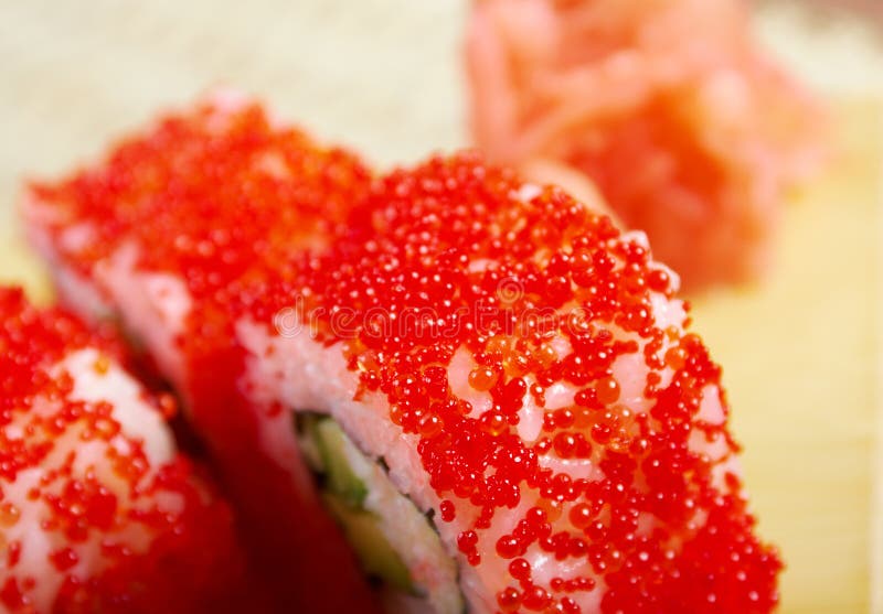 Japanese sushi -red roe stock image. Image of ginger - 27941277