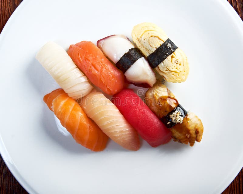 Japanese Sushi with Rice and Fish Stock Image - Image of japanese ...
