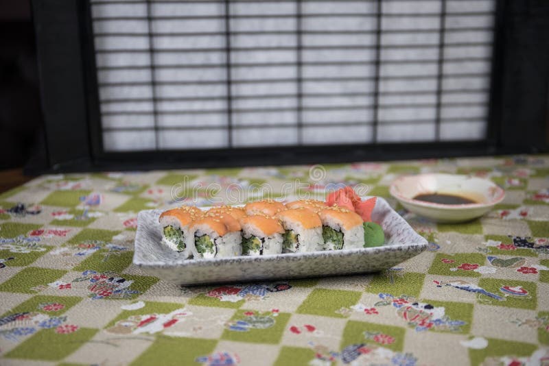 Japanese Sushi Set with Ready To Serve. Beautiful Eastern Style Table ...