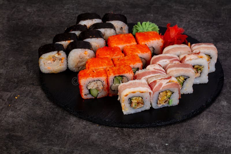 Japanese sushi set stock photo. Image of platter, shrimp - 129295286