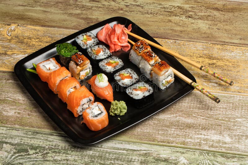 Japanese Sushi on a Table stock photo. Image of appetizer - 66834254