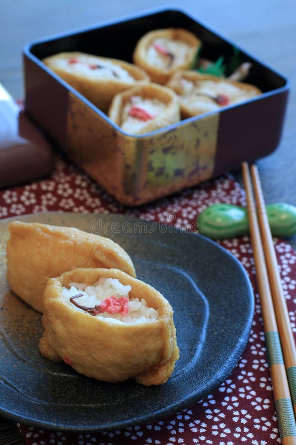 Japanese Sushi Wrapped in Fried Bean Curd Stock Image - Image of ...