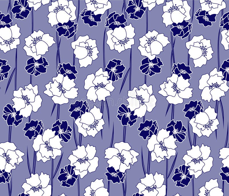 Japanese Sweet Flower Branch Stripe Vector Seamless Pattern Stock ...
